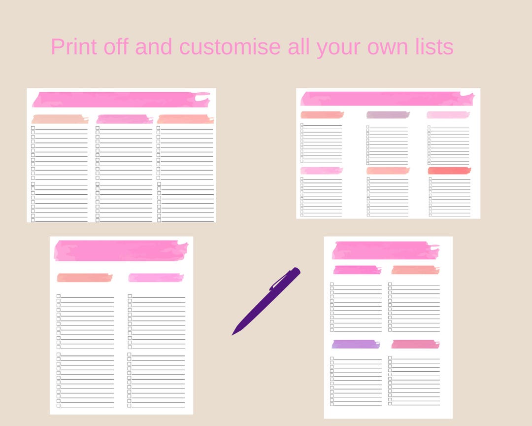 Master Task List Printable, Blank Checklist Template, Master to Do List ...
