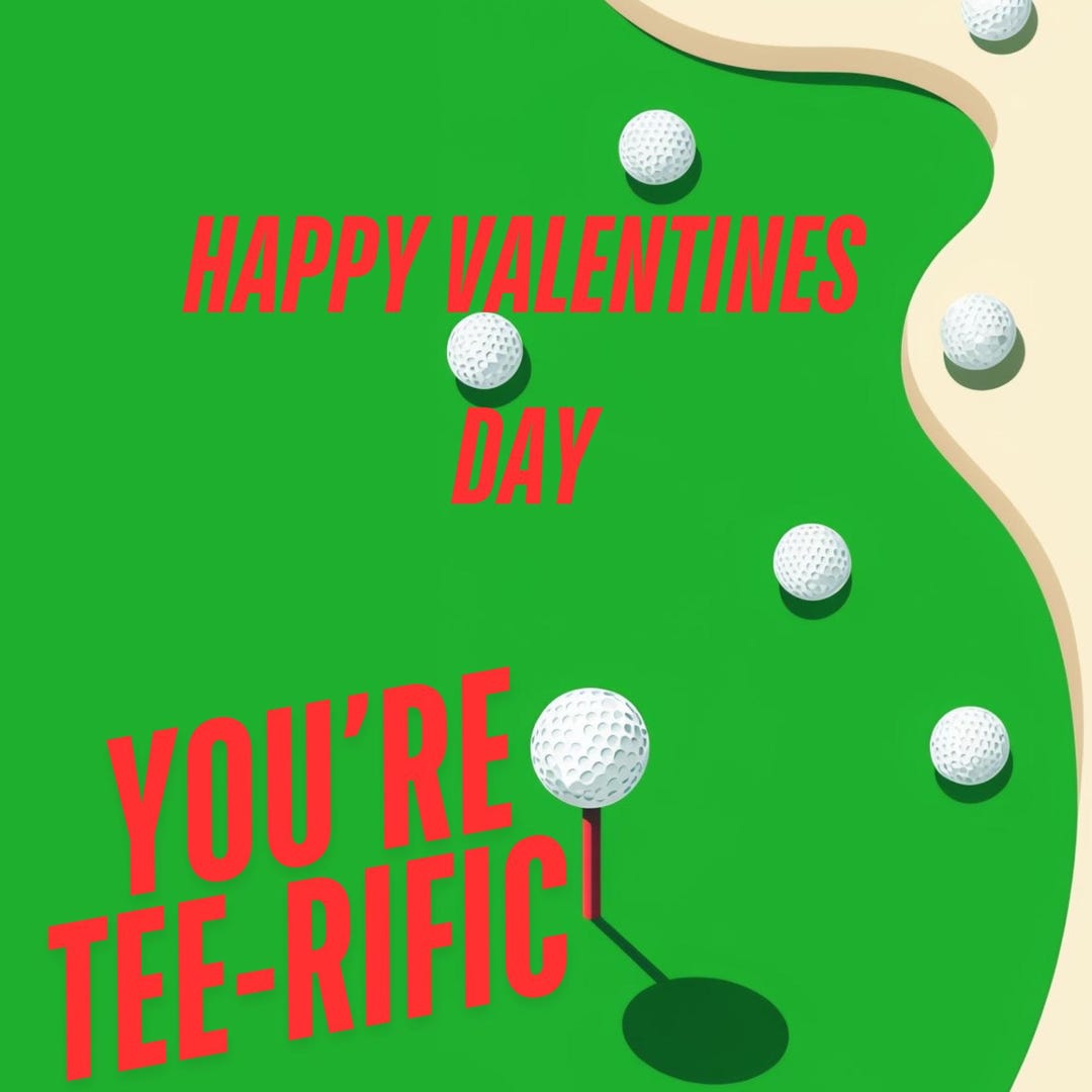 Valentine's Day Digital Download, Golf Lover Valentines Day Card ...