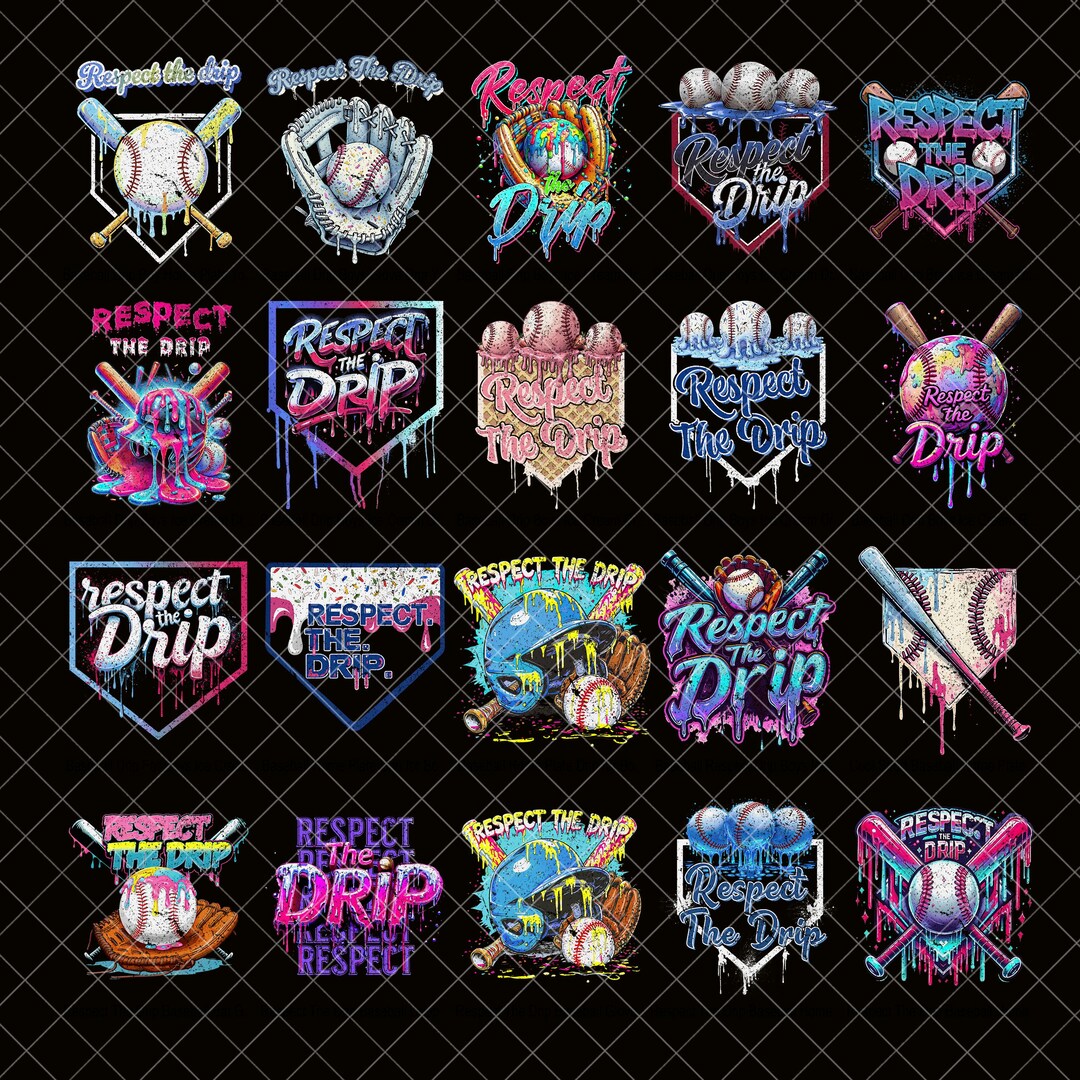 Respect the Drip PNG Bundle, Baseball Drip PNG, Baseball Ice Cream Drip, Baseball Sublimation ...