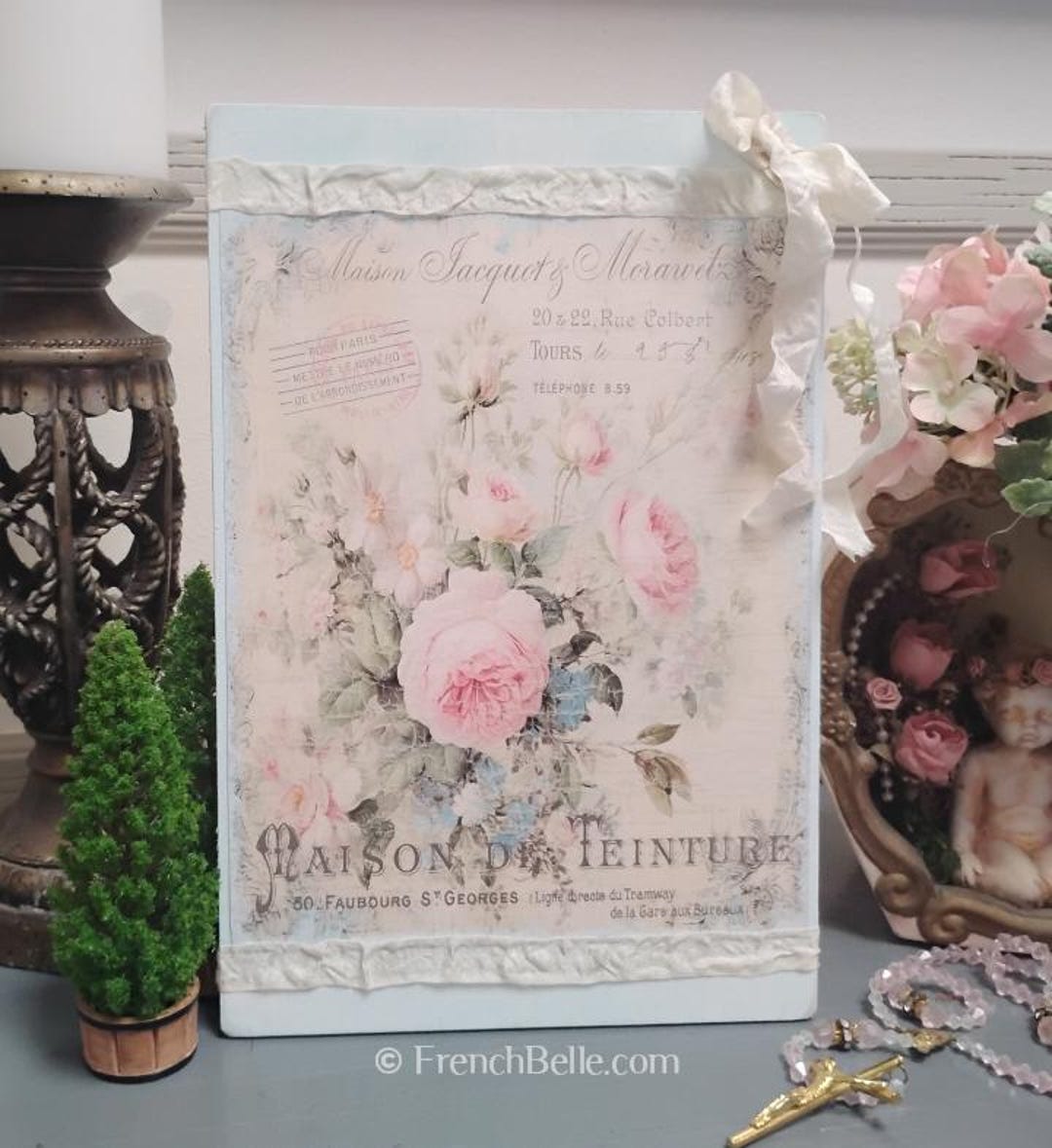 French Country Romantic Roses Sign, Rustic Shabby Chic Paris France ...