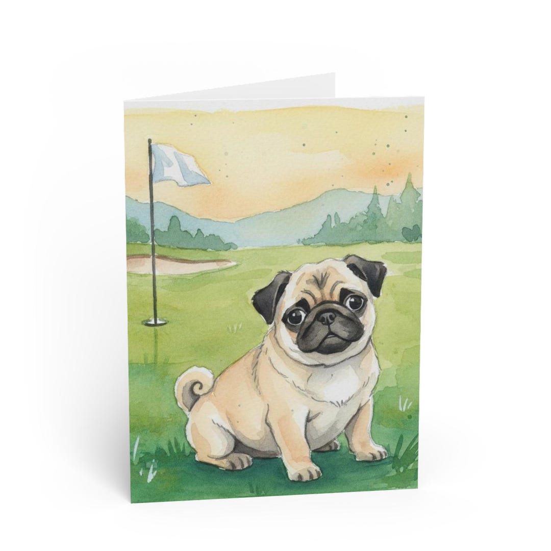 Pug Golfer Art Cards Set: Watercolor Gift for Pug Golf Lover ...
