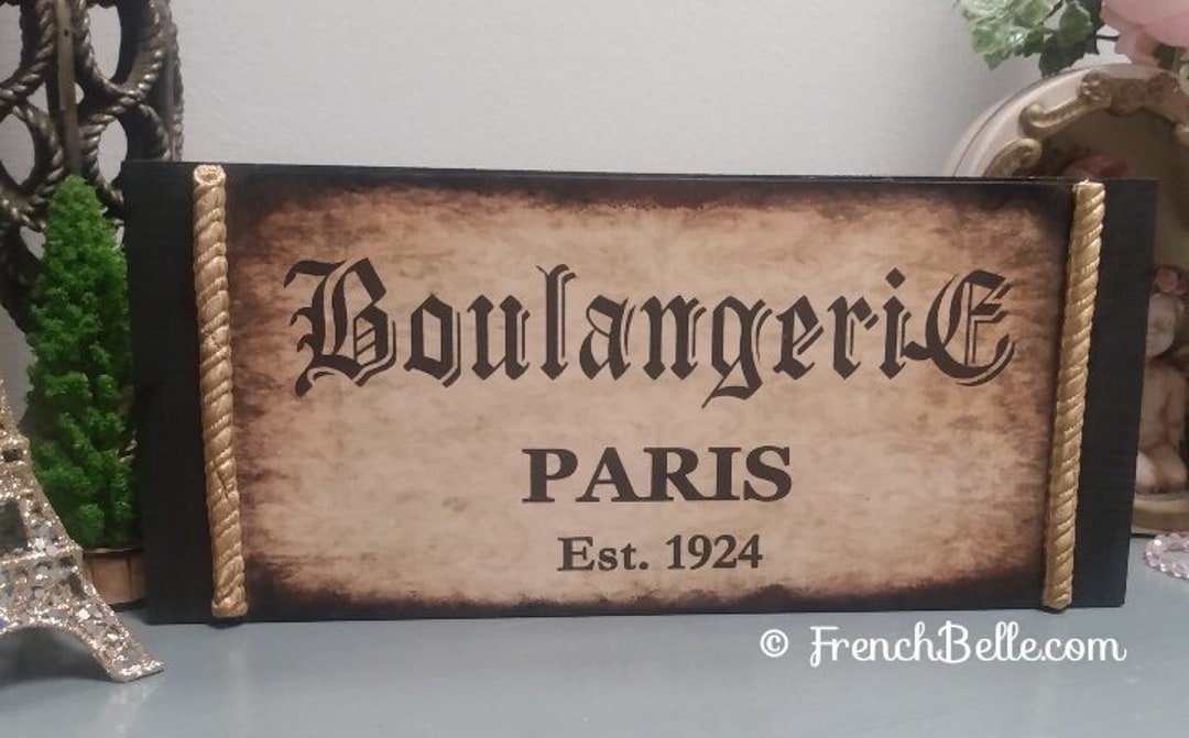 Paris Chic Boulangerie Sign, Rustic Shabby Chic, Black Gold Signage ...