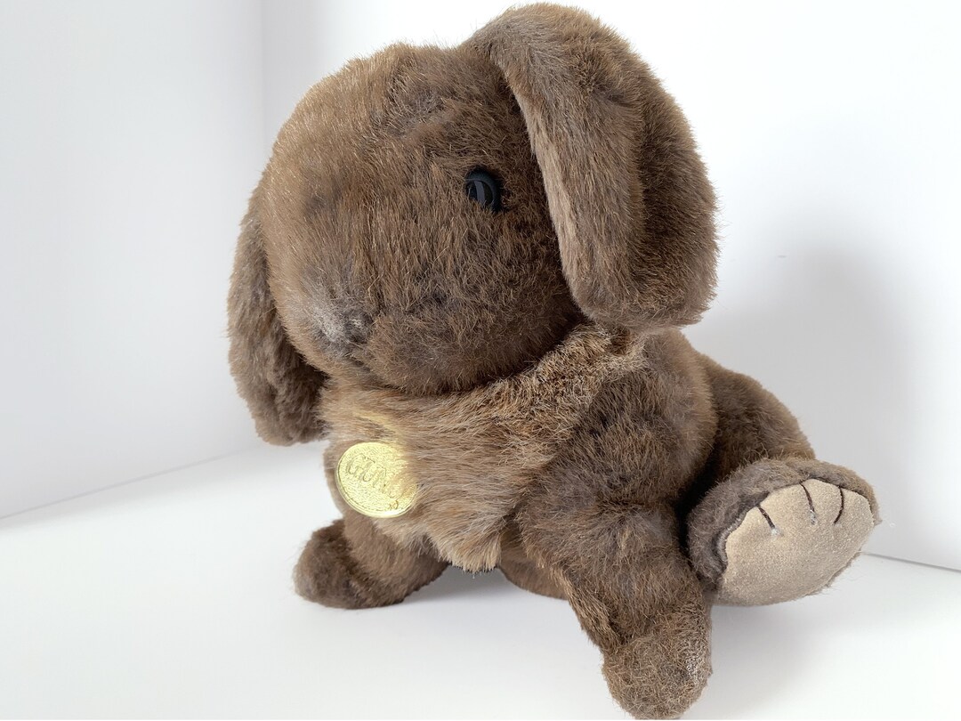 Vintage Gund 1985 Brown Sitting Bunny Rabbit Suede Paws Blue Eyes - Etsy