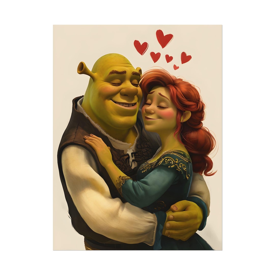 Romantic Shrek and Fiona Rolled Posters, Valentine's Day Wall Decor ...