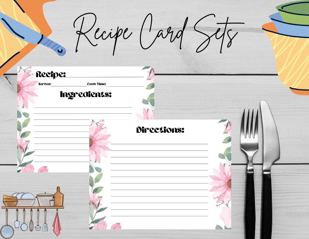 Recipe Card Bundle | 6 Different Designs | Recipe Template | Printable ...