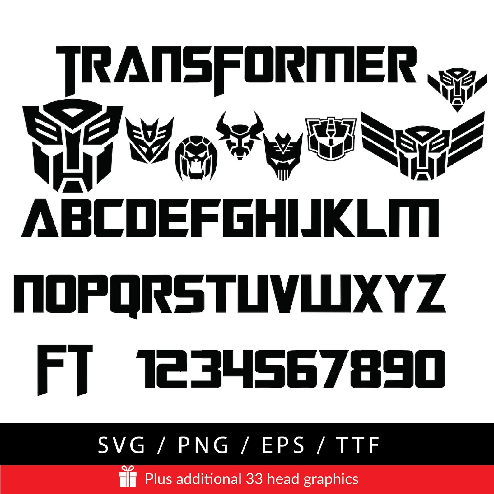 Robot Transformer Font Alphabet SVG Transform Head Skine Logo Font ...