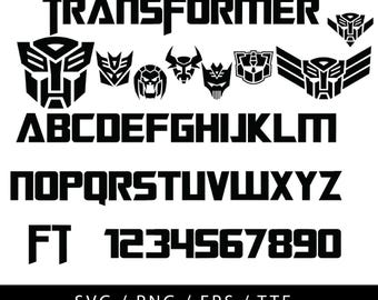 Transform Font Alphabet SVG Transform Head Skine Robot Logo Font Transformer Faces Svg Transform ...