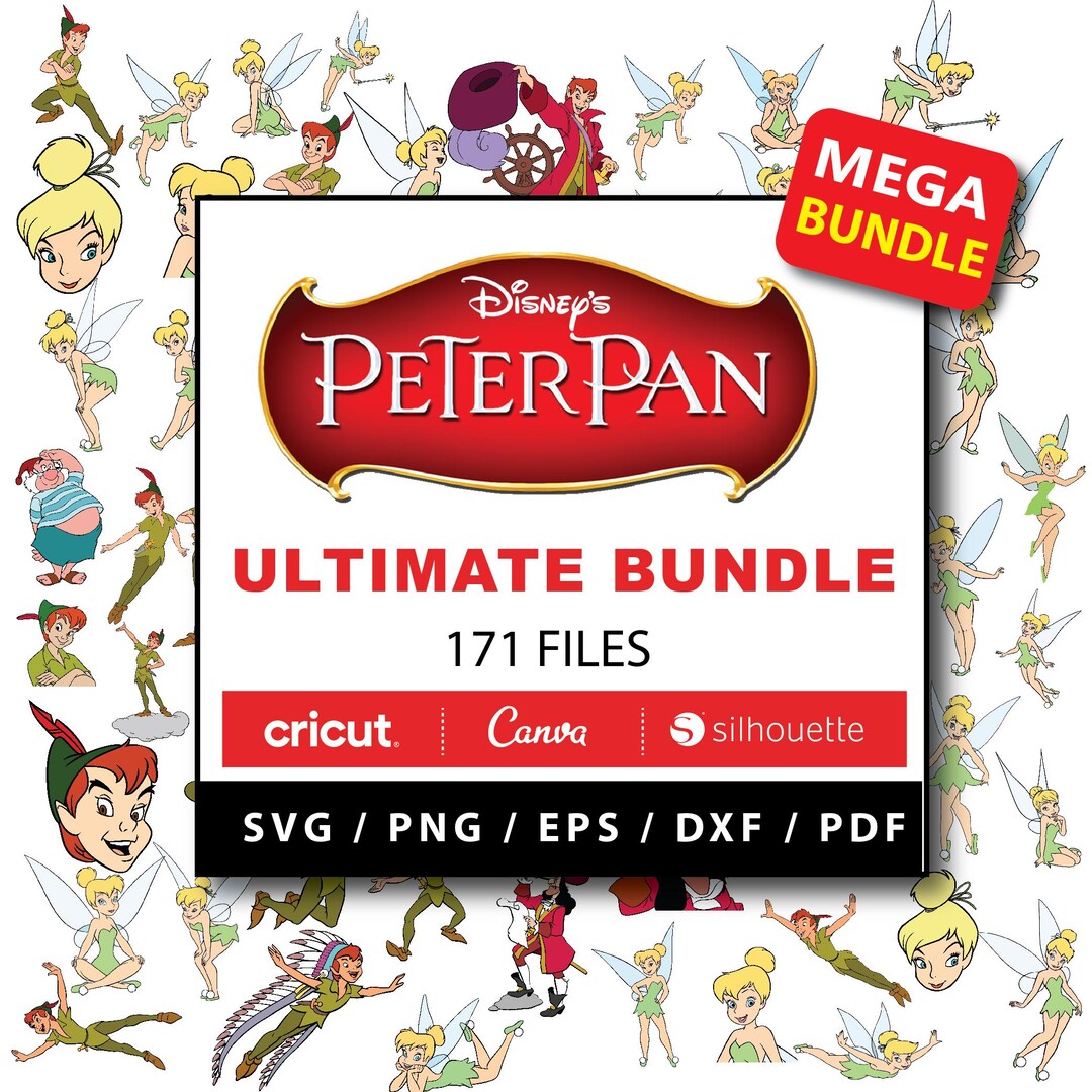 Peter Pan SVG & PNG Bundle Pack | Peter Pan, Tinker Bell, Captain Hook ...