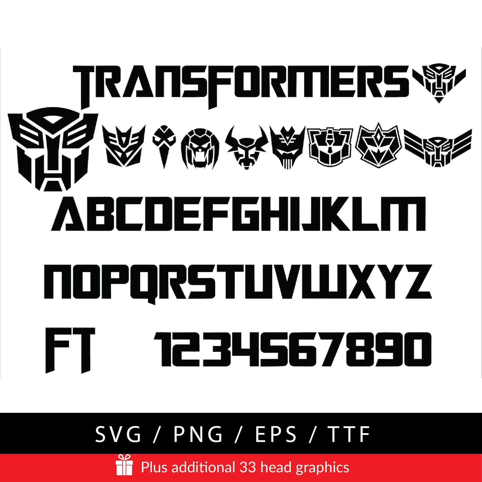 Robot Transformer Font Alphabet SVG Transform Head Skine Logo Font ...