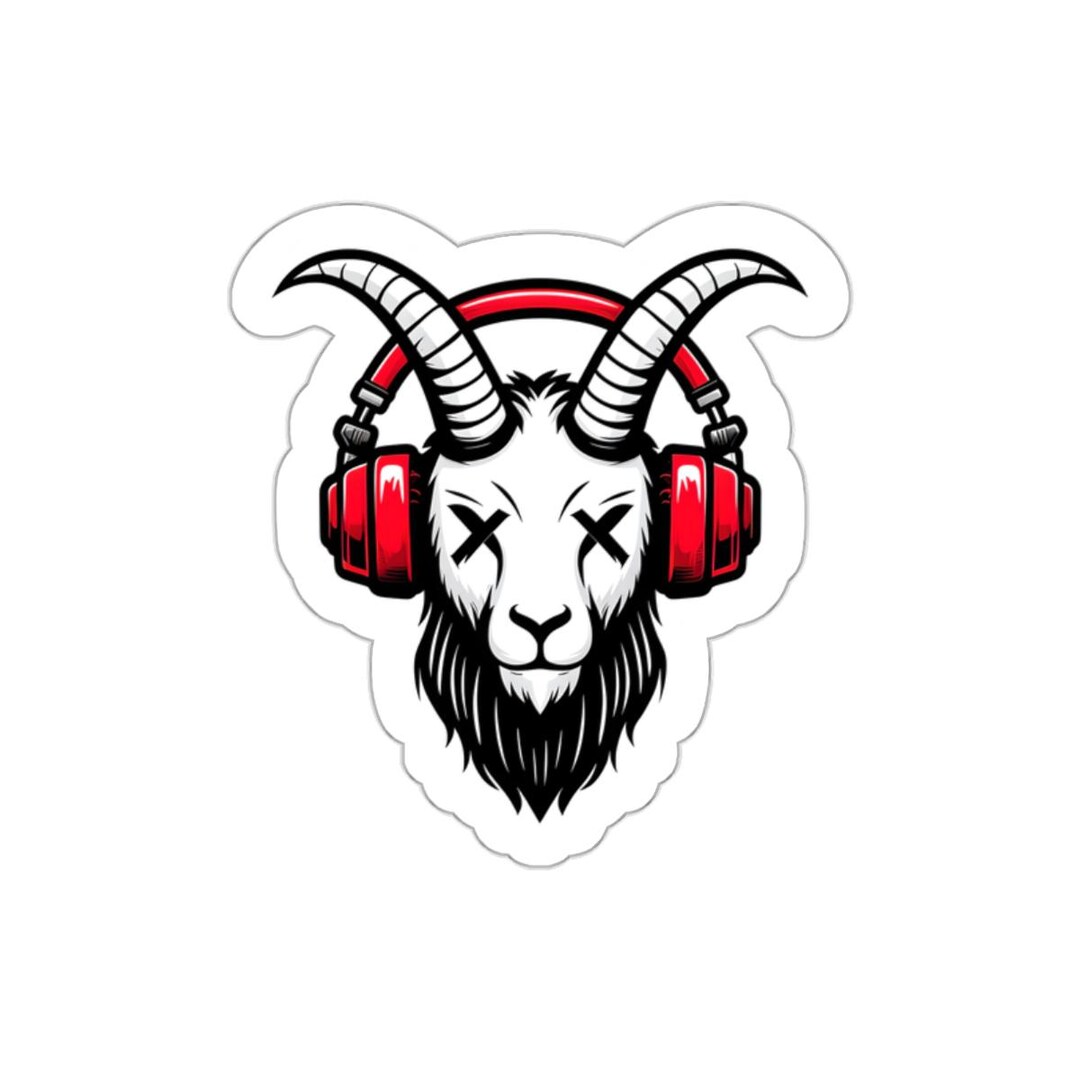 Cartoon Goat Wearing Headphones Die-cut Sticker - Funny Sticker, Laptop ...