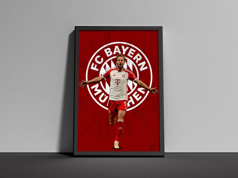Harry Kane Poster, Bayern Munich, Wall Art, Football, Champions League ...