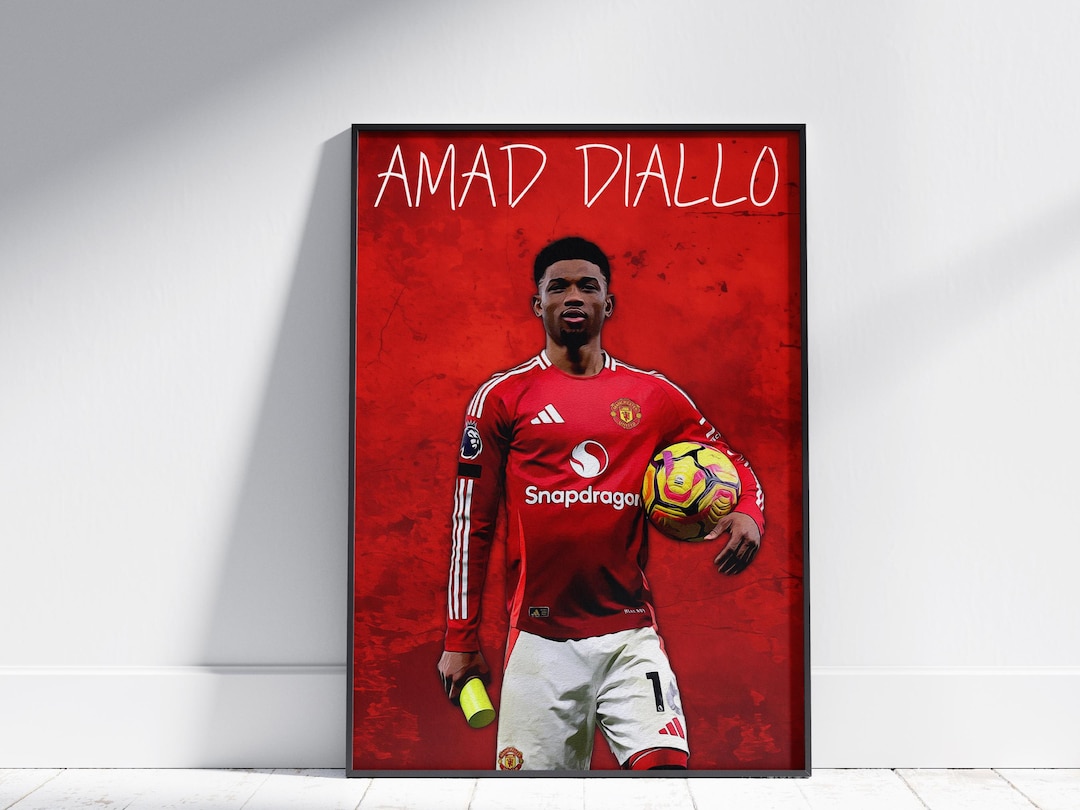 Amad Diallo Poster, Manchester United, Football Poster, Wall Art - Etsy