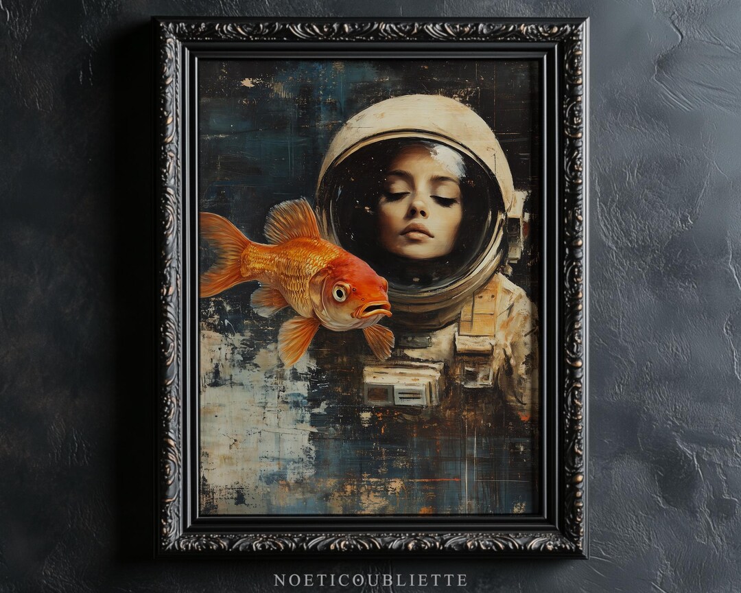 Cosmic Swim - Astronaut Surreal Wall Art Print - Dark Academia ...