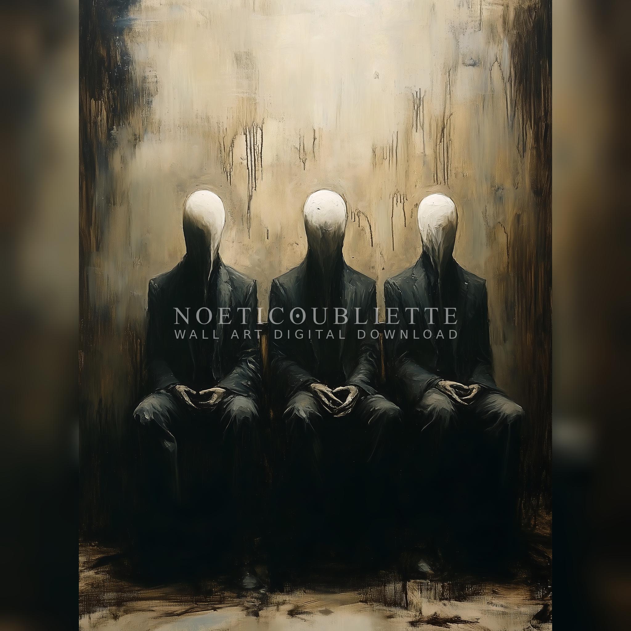 The Faceless Elite - Printable Secret Society Surreal Painting - Dark ...