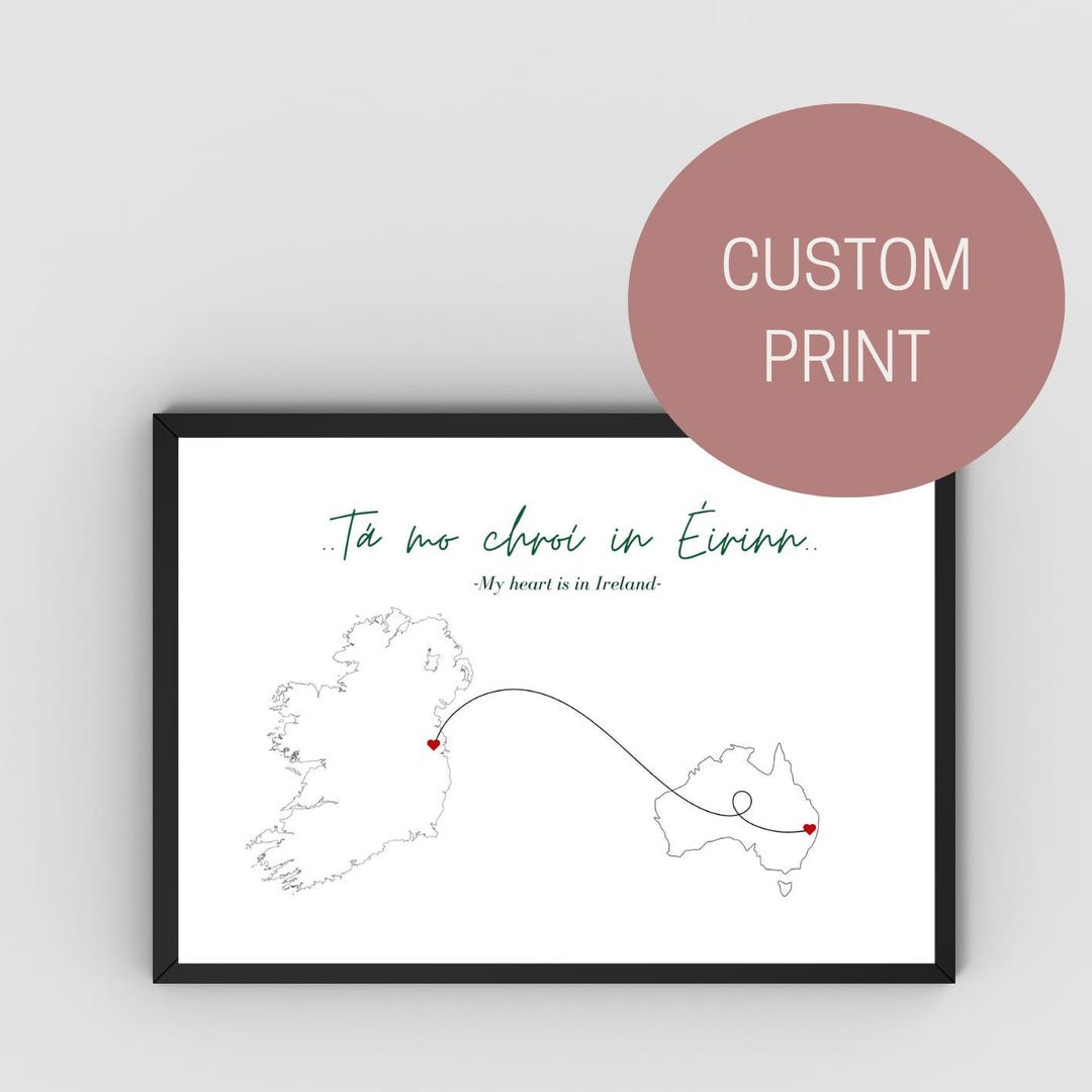 Custom 'my Heart is in Ireland' Print --- [custom Irish Wall Print ...