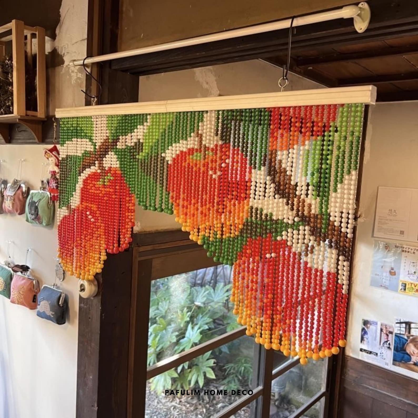 Handmade Peach Beaded Curtain | Bohemian Door Window Valance - Etsy