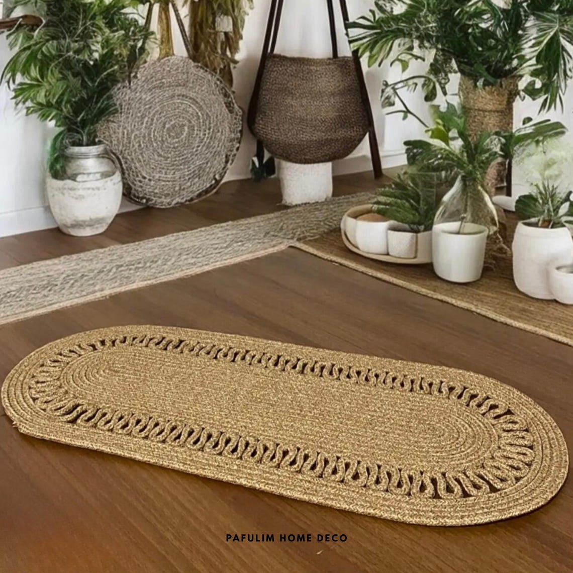 Rope Jute Table Runner, Boho Farmhouse Dining Mat, 12x28