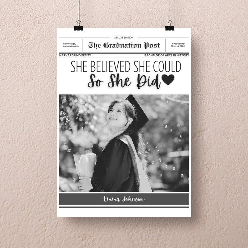 Graduation Newspaper Canva Template | Class of 2025 Editable Senior ...