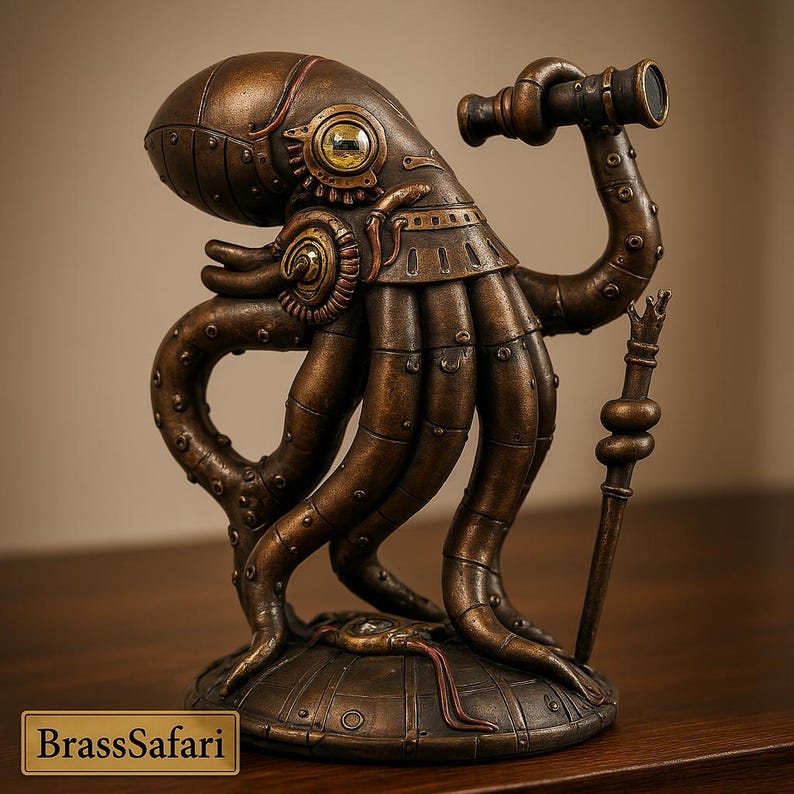 Steampunk Octopus Statue Mechanical Kraken Figurine for Home and Office ...