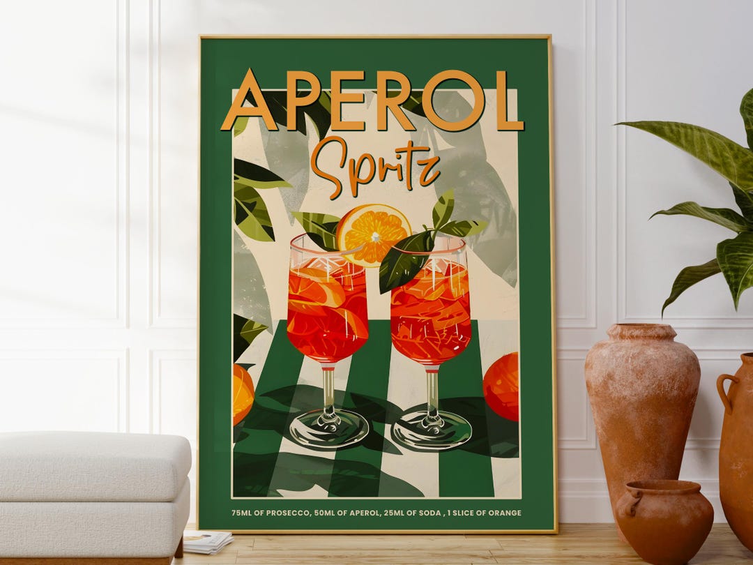 Retro Aperol Spritz Printable Poster, Colorful Digital Wall Art, Home ...