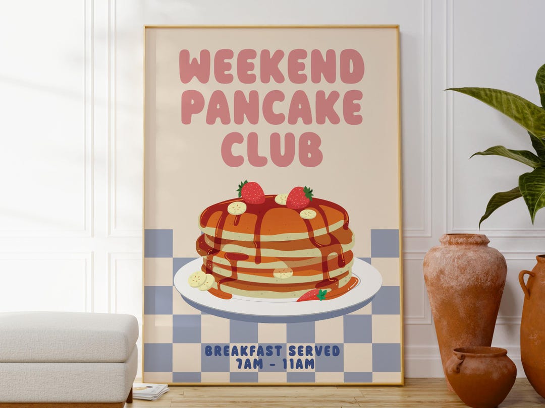 Weekend Pancake Breakfast Digital Poster, Colourful Food Art Print ...