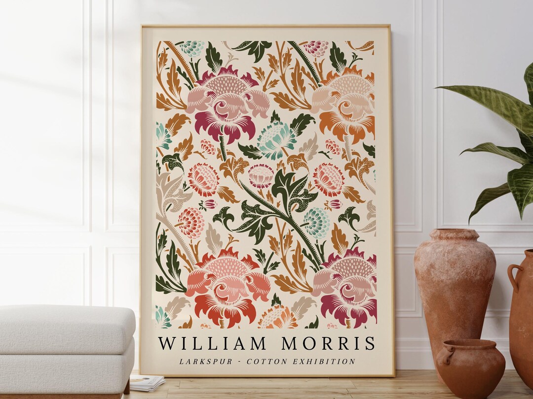 William Morris Larkspur Print, Art Nouveau Poster, Clean Floral Art ...
