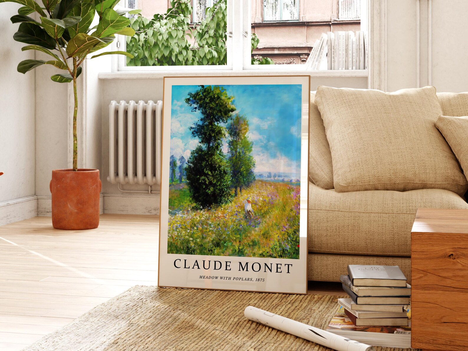 Monet Meadow With Poplars Poster, Nature Inspired Landscape Print ...