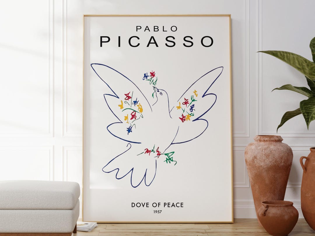 Picasso Dove of Peace Art Poster, Minimalist Line Drawing Print, Modern ...