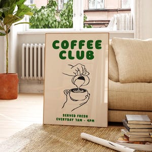 Coffee Club Digital Download Poster, Vintage Inspired Kitchen Art ...