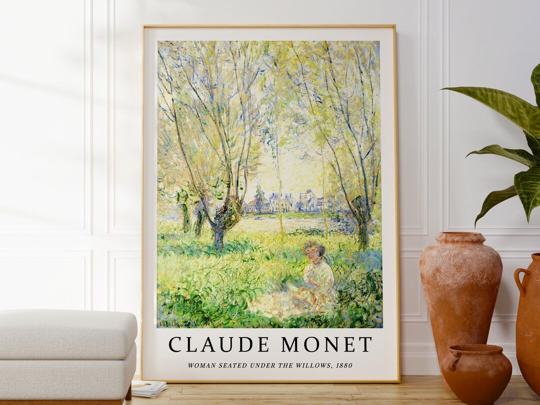 Monet Woman Under a Willow Tree Print, Elegant Nature Inspired Digital ...
