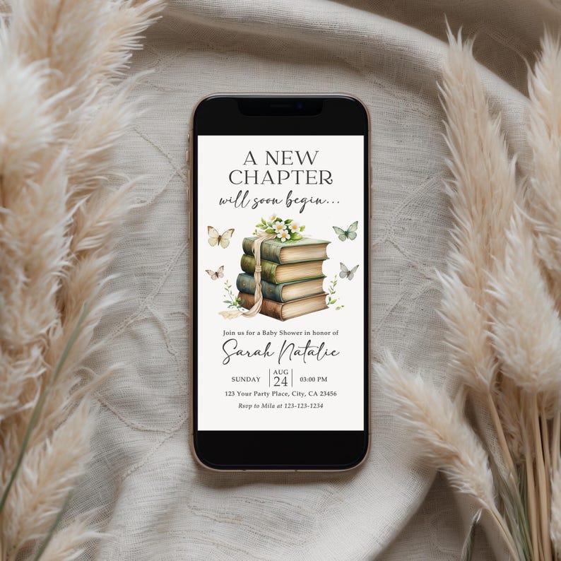 Editable A New Chapter Begins Baby Shower Invitation Bundle, Gender Neutral Storybook Baby ...