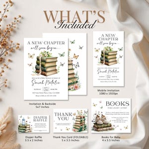 Editable A New Chapter Begins Baby Shower Invitation Bundle, Gender Neutral Storybook Baby ...