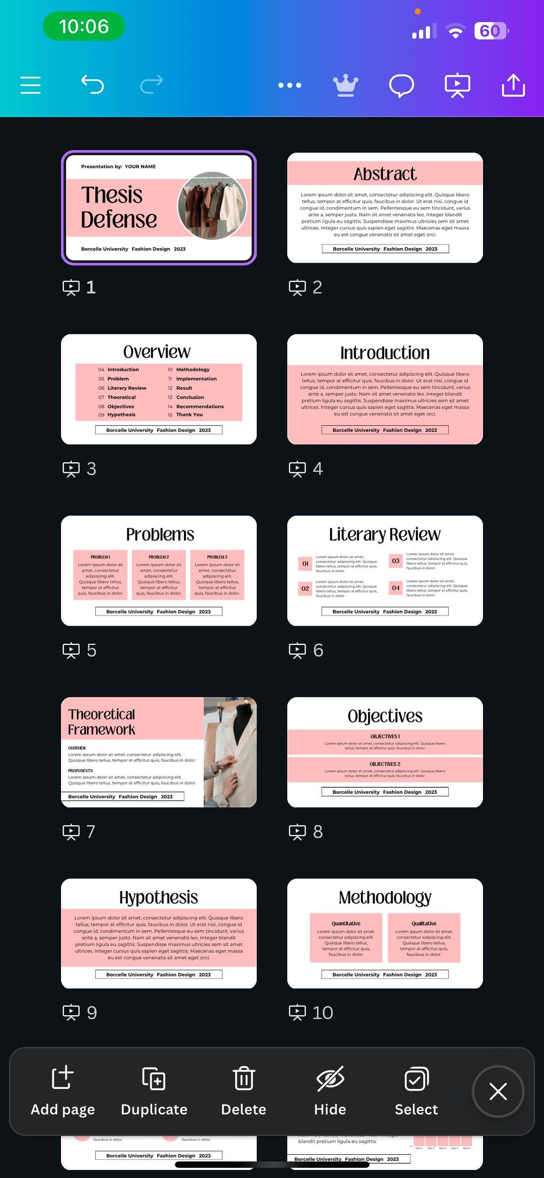 Thesis Slide Presentation Template (canva) - Etsy
