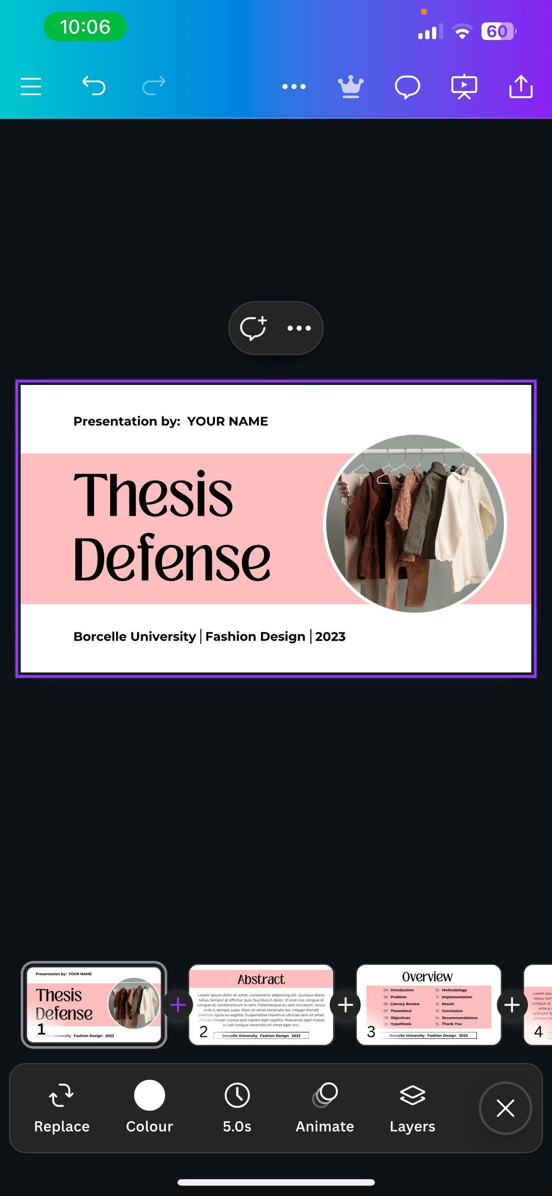 Thesis Slide Presentation Template (canva) - Etsy