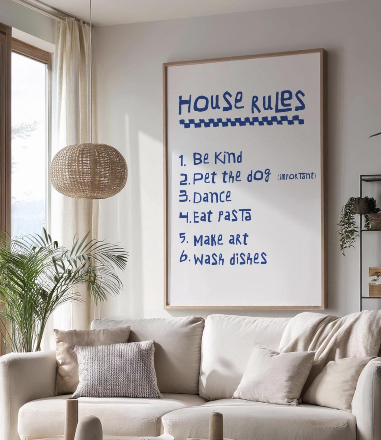 Fun & Retro House Rules Digital Print Handwritten Design - Etsy