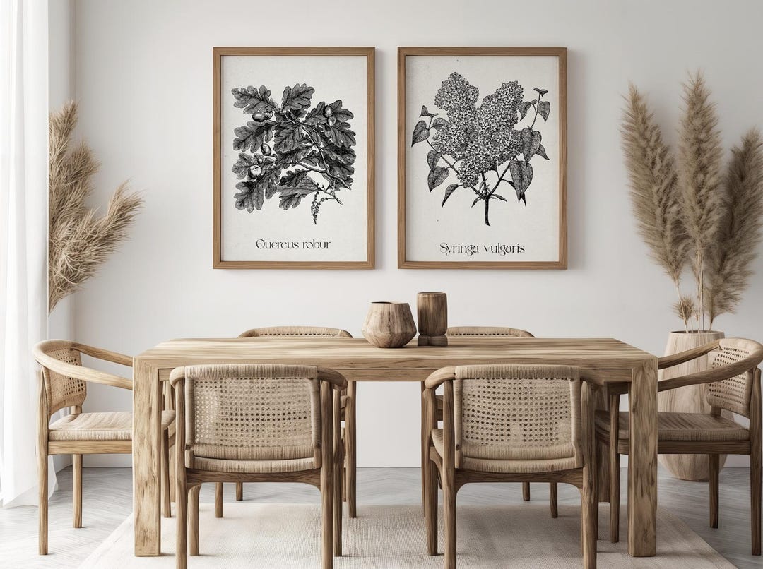Oak Tree Botanical Print – Quercus Robur – Black and White Nature Wall ...