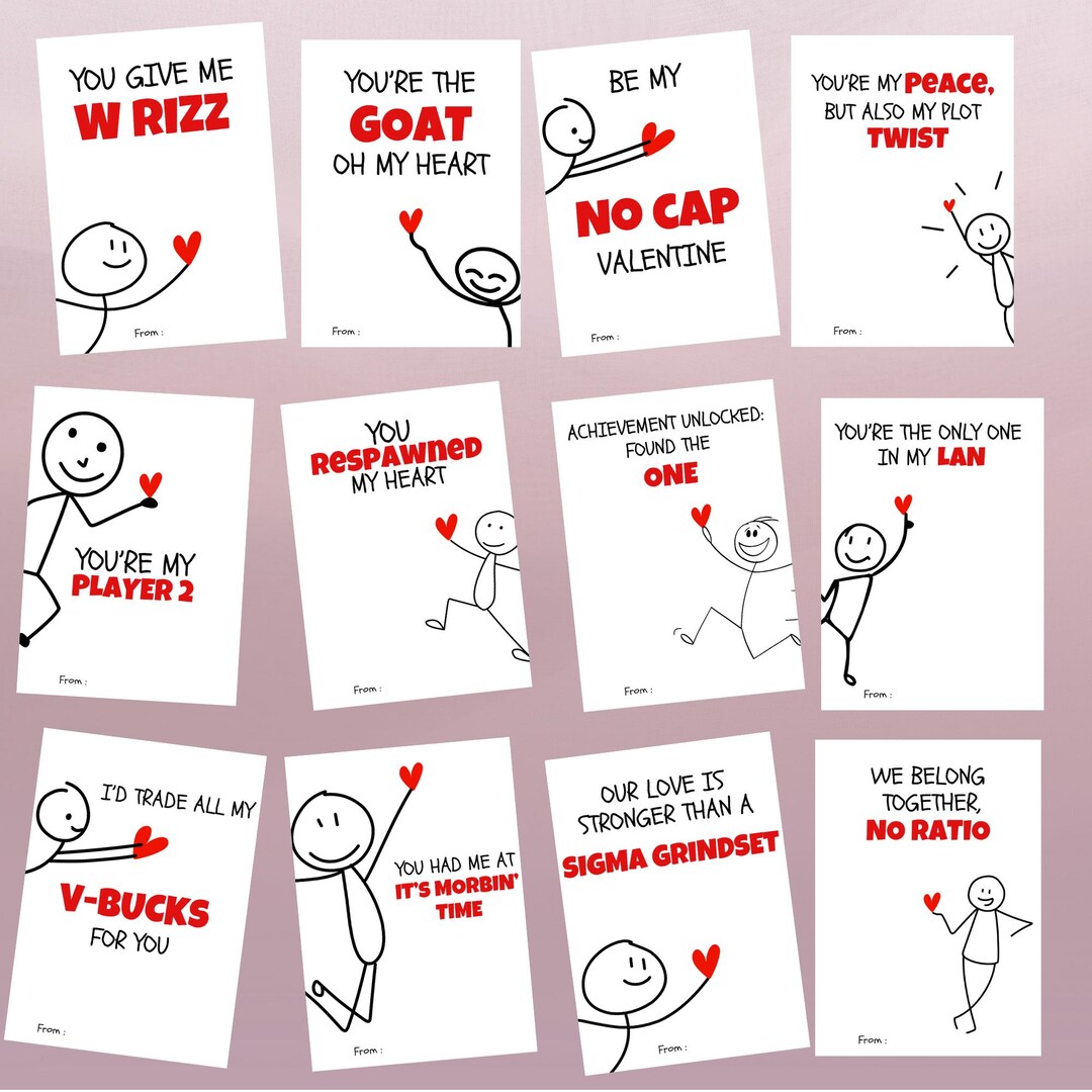 Slang Kids Valentine's Day Cards, Funny Printable Classroom Valentine ...
