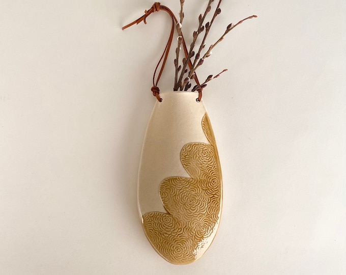 Decorative Wall Hanging Flower Vase, Minimalist Ceramic and Leather ...