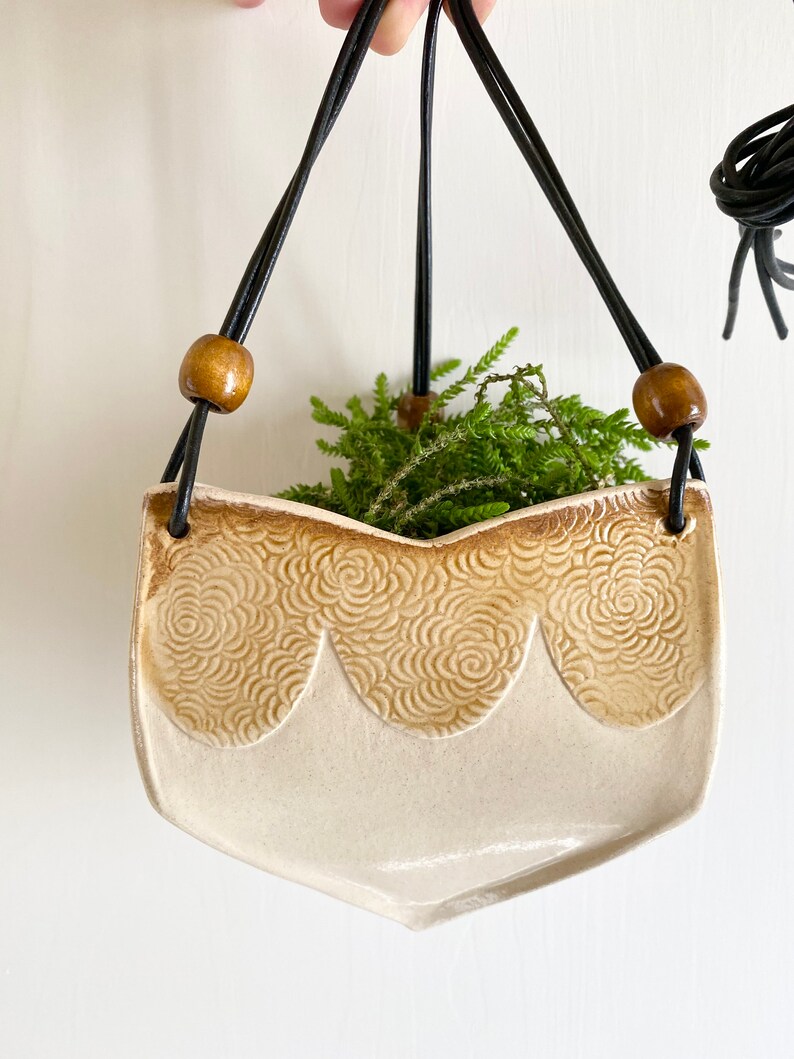 Decorative Hanging Ceramic Planter, Small Triangular Hanging Succulent ...