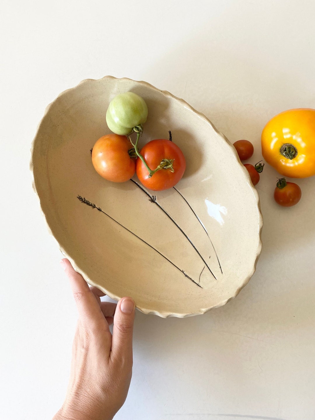 Large Ceramic Serving Bowl for Entertaining, a Decorative Salad or ...