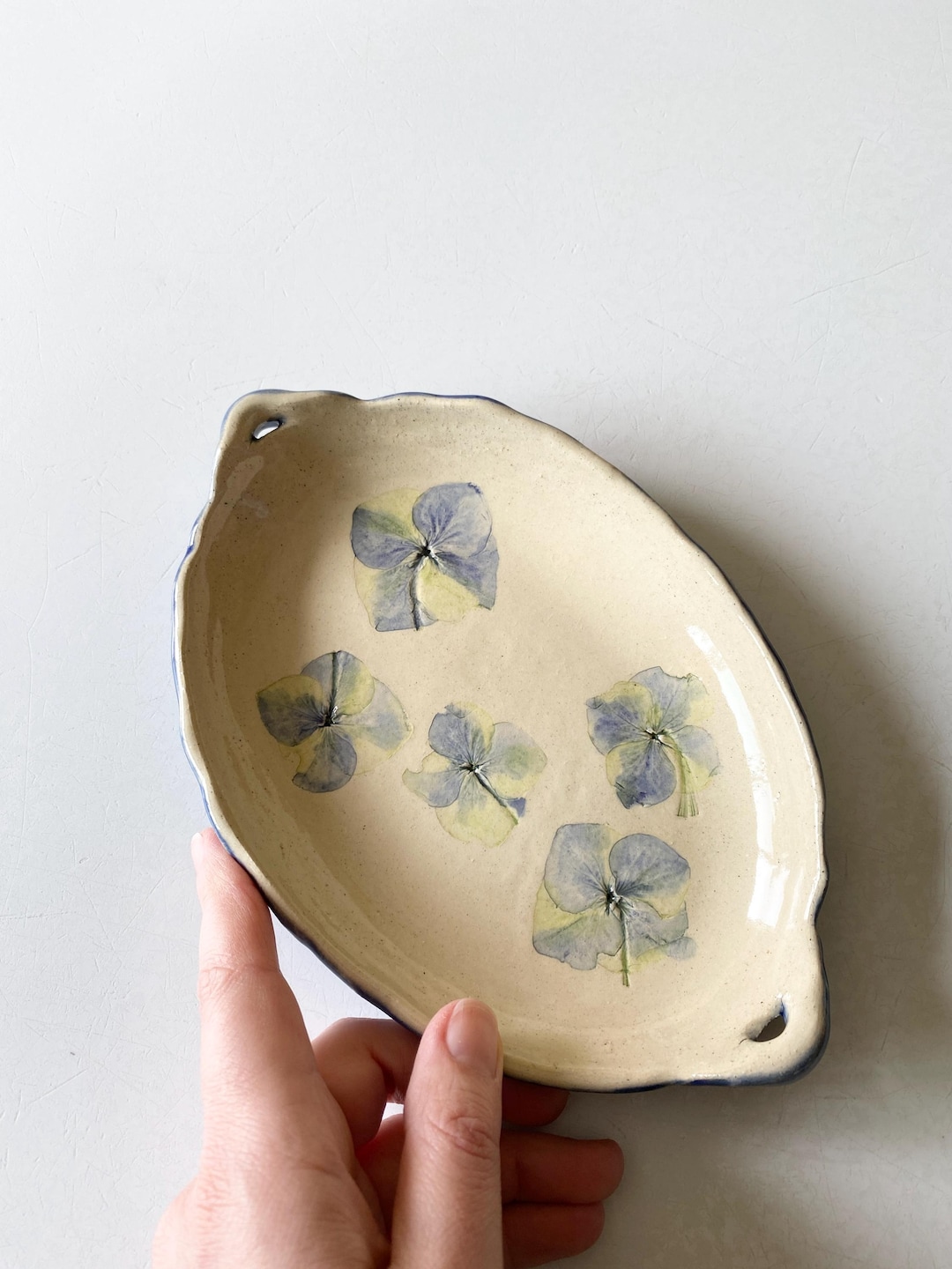 Small Ceramic Tray or Dish With Hydrangea Imprint for the Farmhouse ...