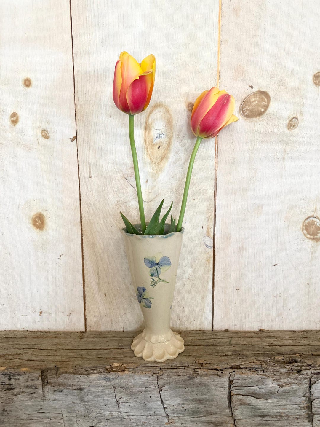 Hand-painted Hydrangea Ceramic Vase: Modern Farmhouse Decor - Etsy