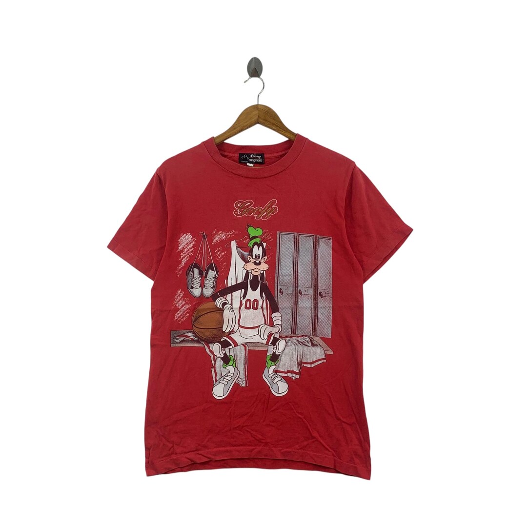 Vintage DISNEY GOOFY NBA Basketball Cartoon Tee Shirt Top Comic Strip ...