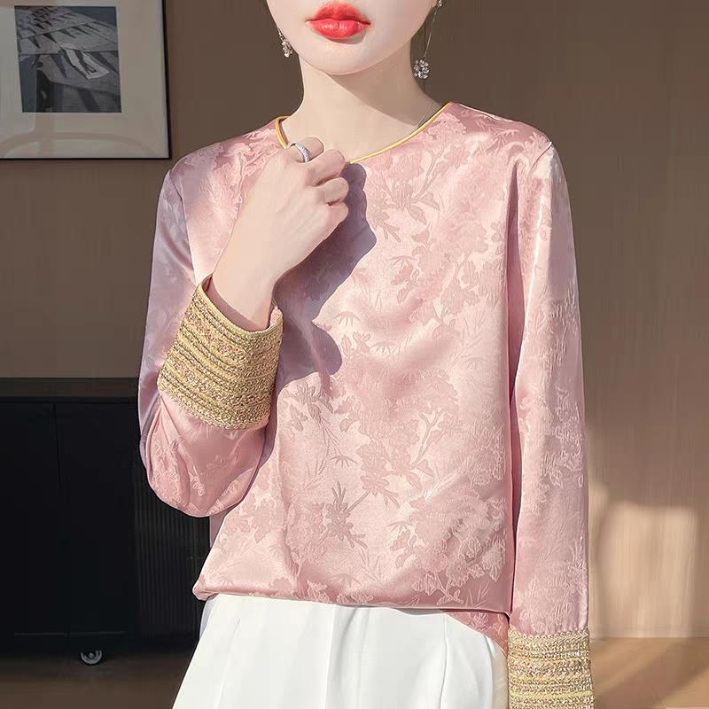 Chinese Jacquard Top, Hanfu Style Satin Shirt, New Oriental Blouse ...