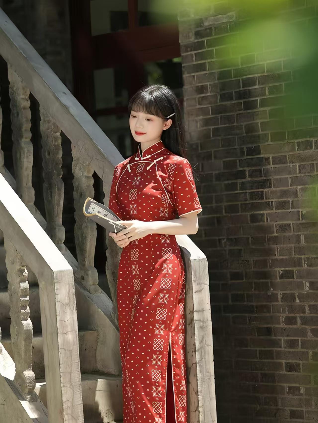 Burgundy Qipao Cheongsam, Elegant Eight Button Dress, Long Mandarin ...