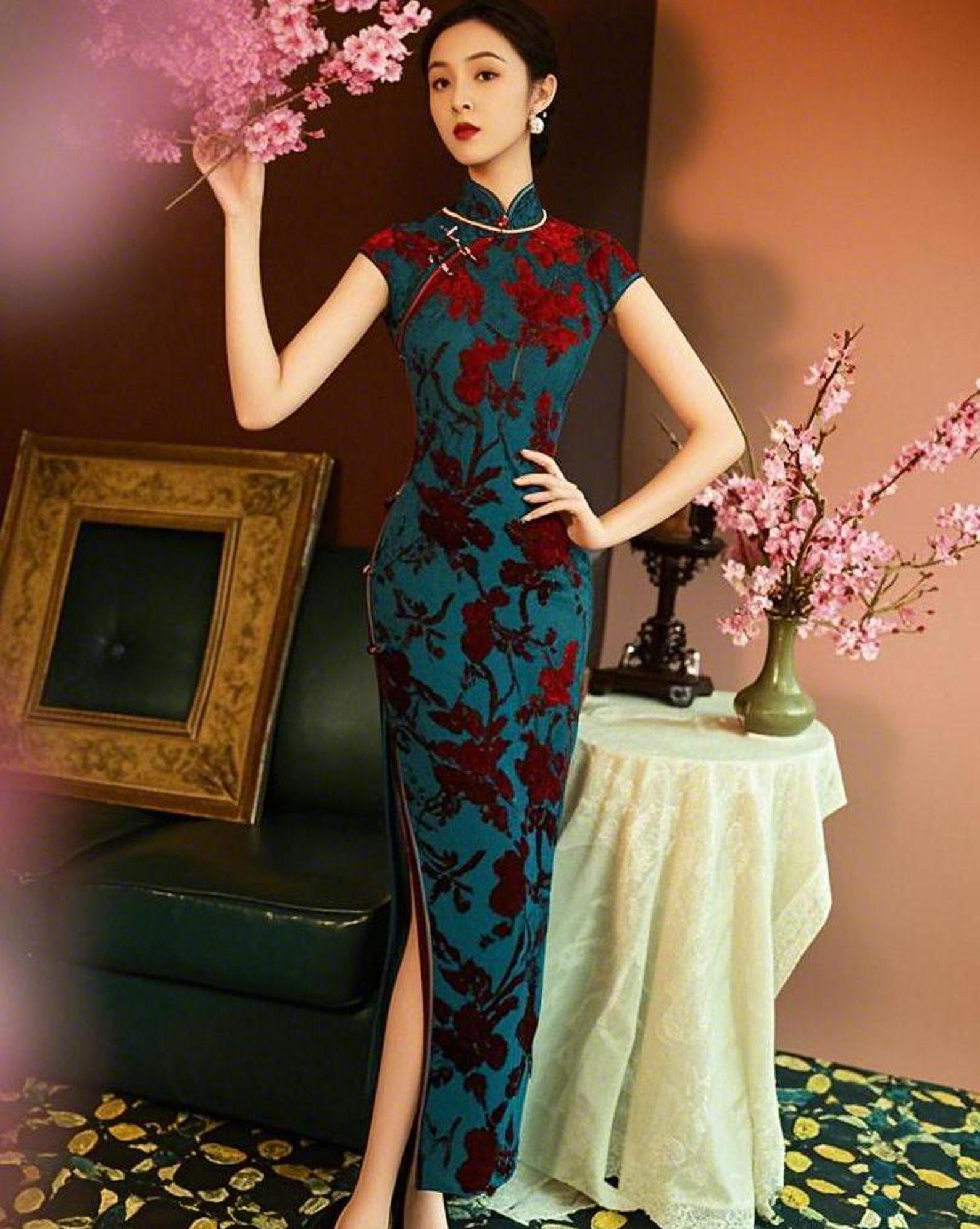 Elegant Wide Qipao Dress | Traditional Cheongsam | Vintage Chino Dress ...