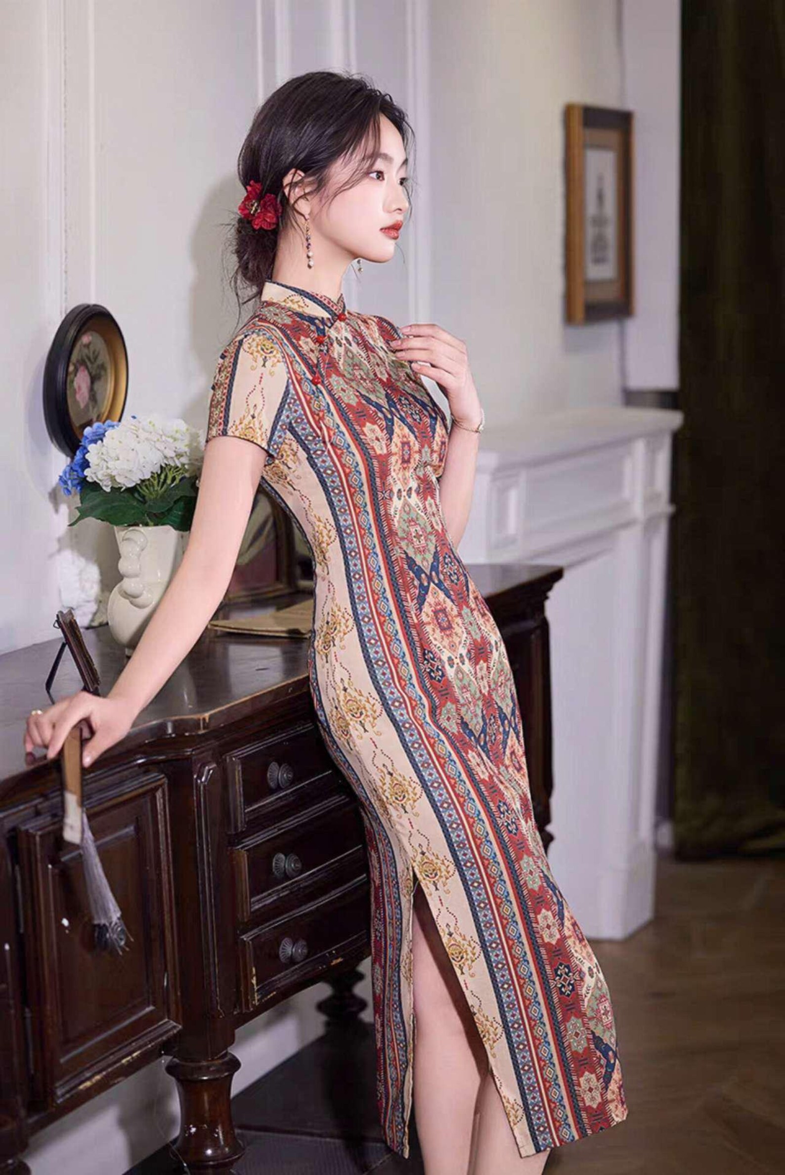 Vintage Cheongsam Dress for Women, Ethnic Chinese Qipao, Gift for ...