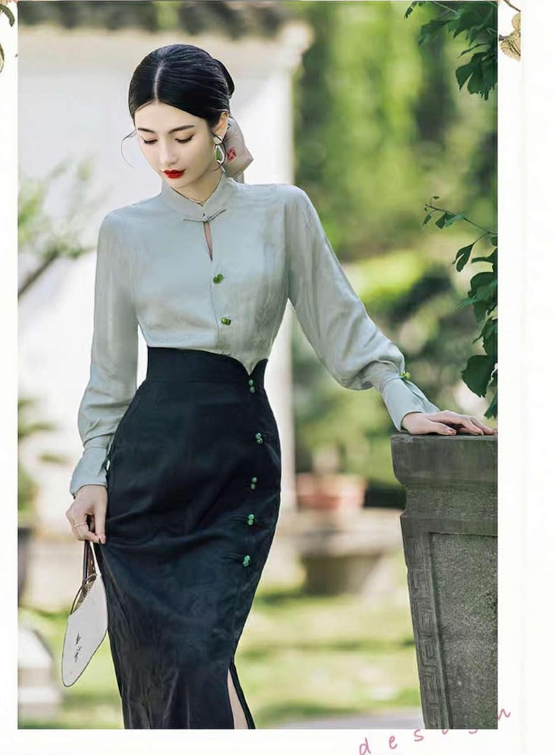 Chinese Office Outfit, Modern Hanfu Suit,elegant Tang Blouse, Vintage ...