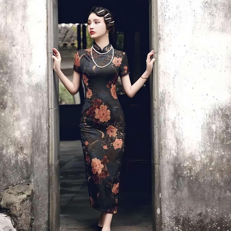 Chinese Qipao Dress, Floral Cheongsam, Elegant Oriental Fashion ...