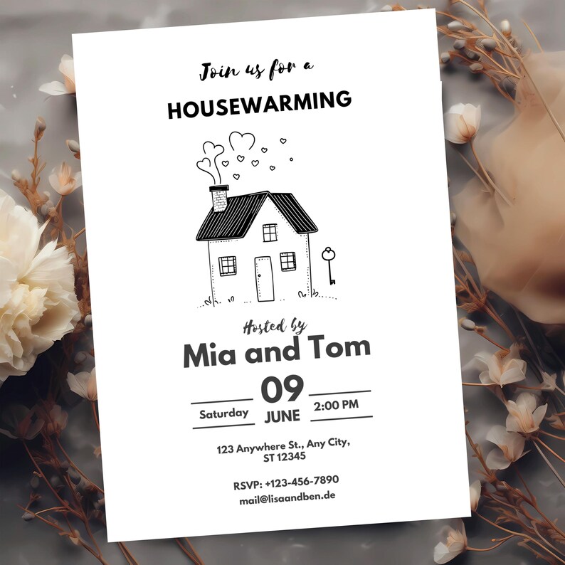 Editable Housewarming Invitation Template: Modern Watercolor Design ...